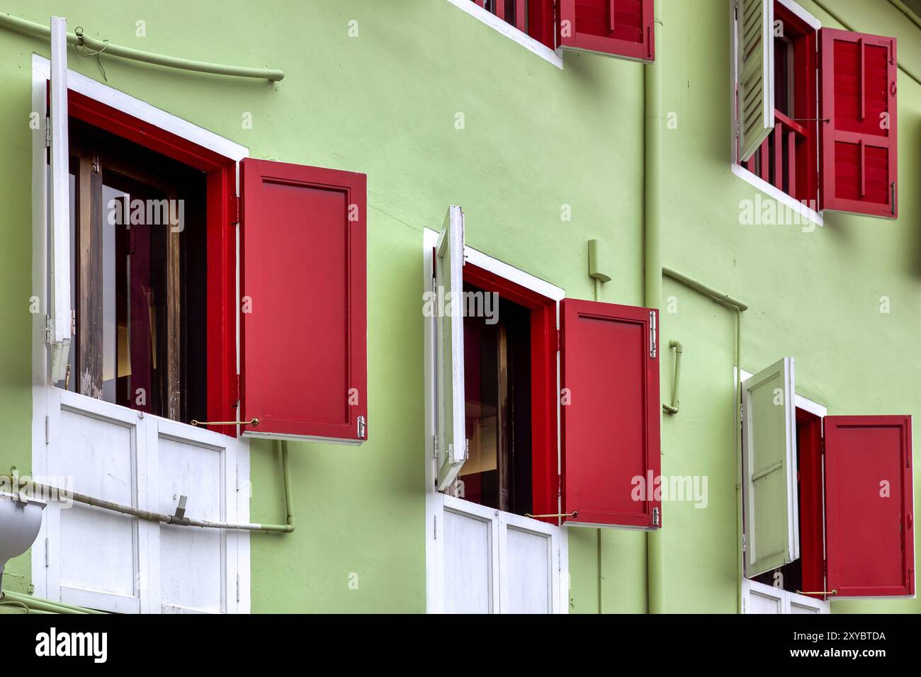 Shuttered Building in Singapore Stock Photo - Alamy
