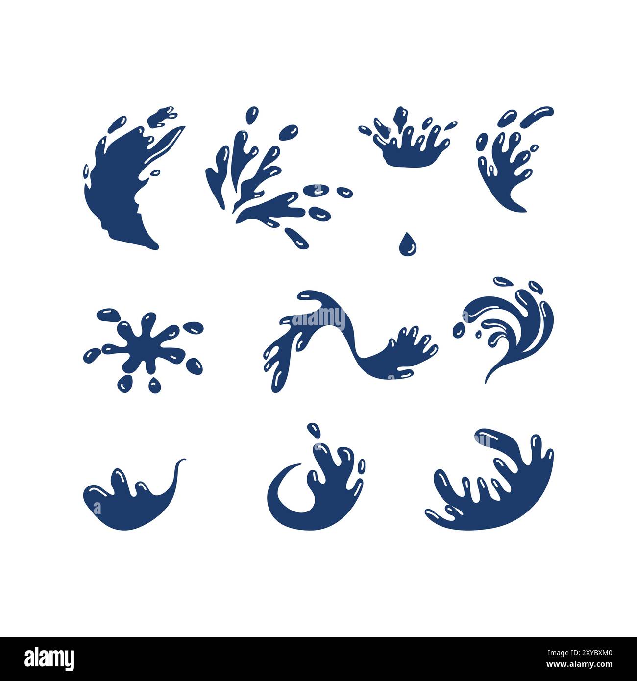 Set of Liquid Water Splash Dripped Icon Illustration Vector Stock ...