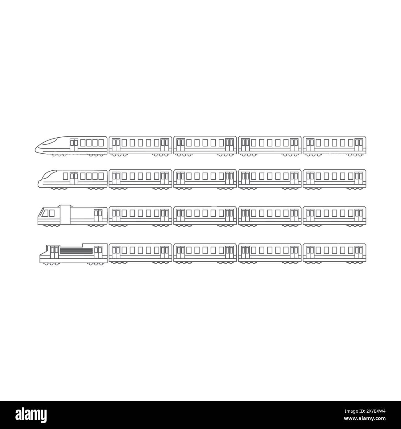Set of Subway Train Line Outline Icon Illustration Vector Stock Vector ...