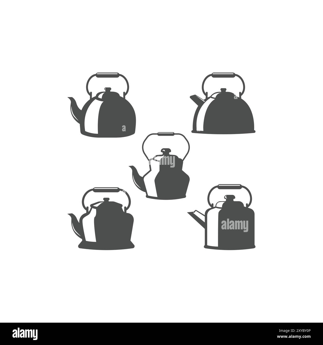 Vintage Retro Set of Kettle Pot Caldron Cauldron for Boil Water Icon ...