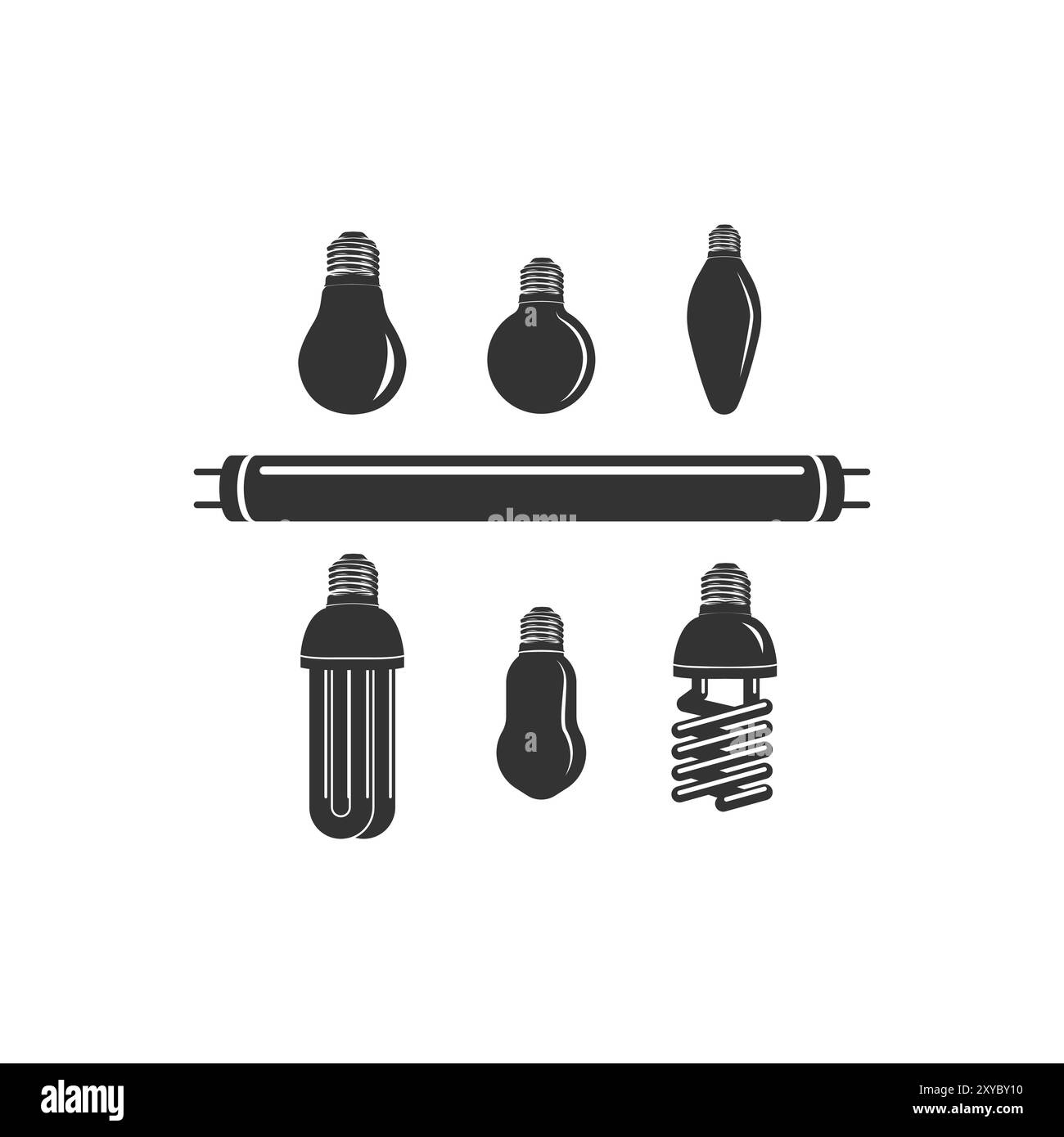 Set of Vintage Retro Electric Lamps, Tungsten, Edison, Fluorescent and ...