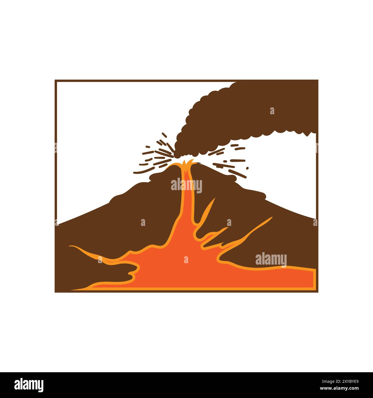 Cross Section Diagram of Volcano Mountain with Magma and Lava. Vector ...