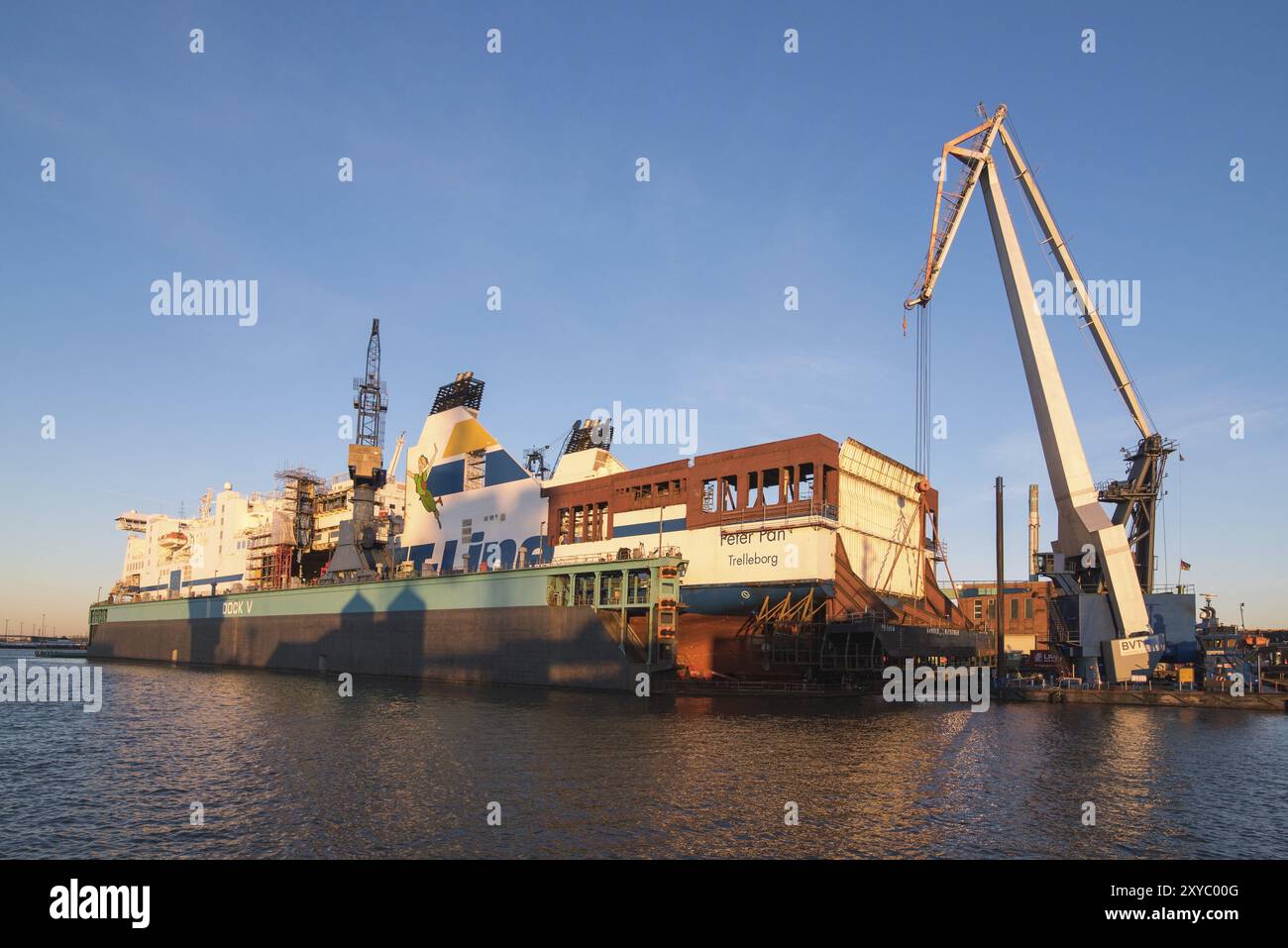The ferry Peter Pan is extended in Bremerhaven. Ferry Peter Pan ...