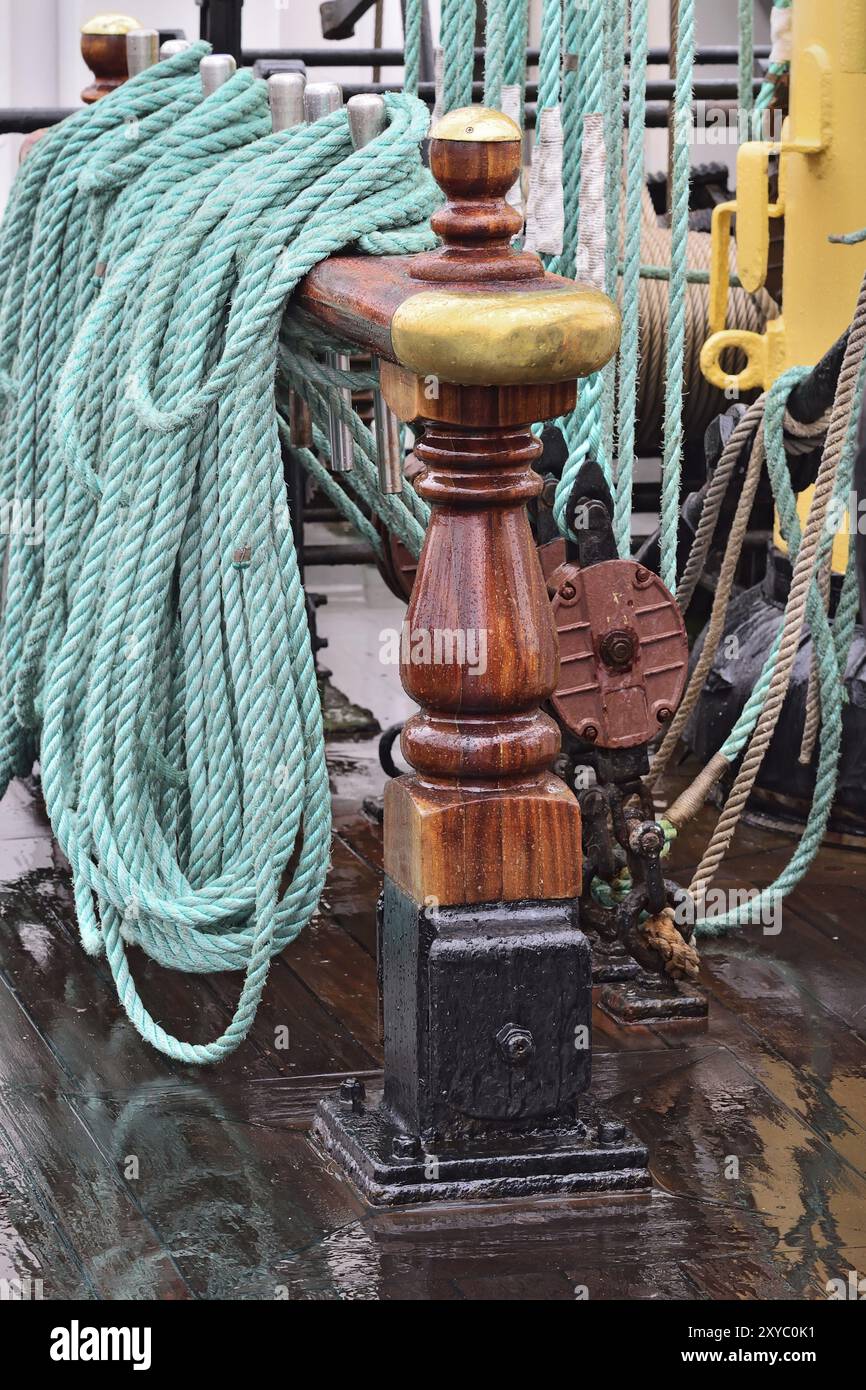 The rigging of a sailing ship closeup Stock Photo - Alamy