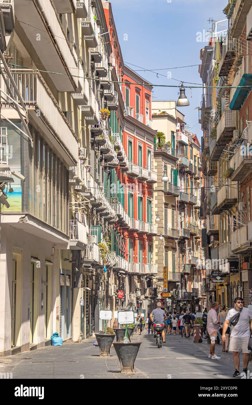 Street view and houses of the city of Naples Stock Photo - Alamy