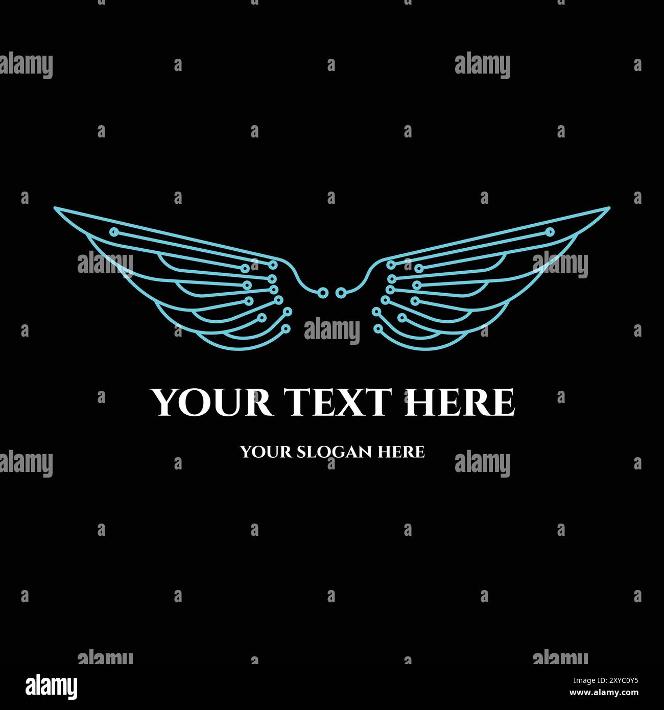 Futuristic Spread Wings Tech Logo Design Vector Stock Vector Image ...