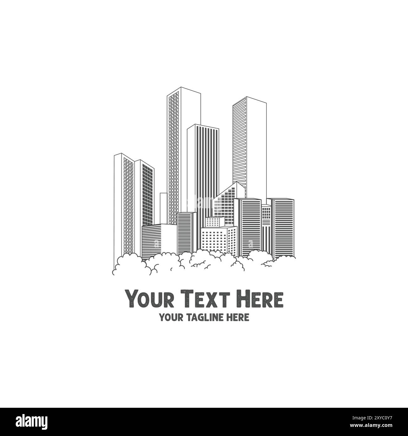 Line Art of Skyline Metropolitan City Landscape Vector Illustration ...