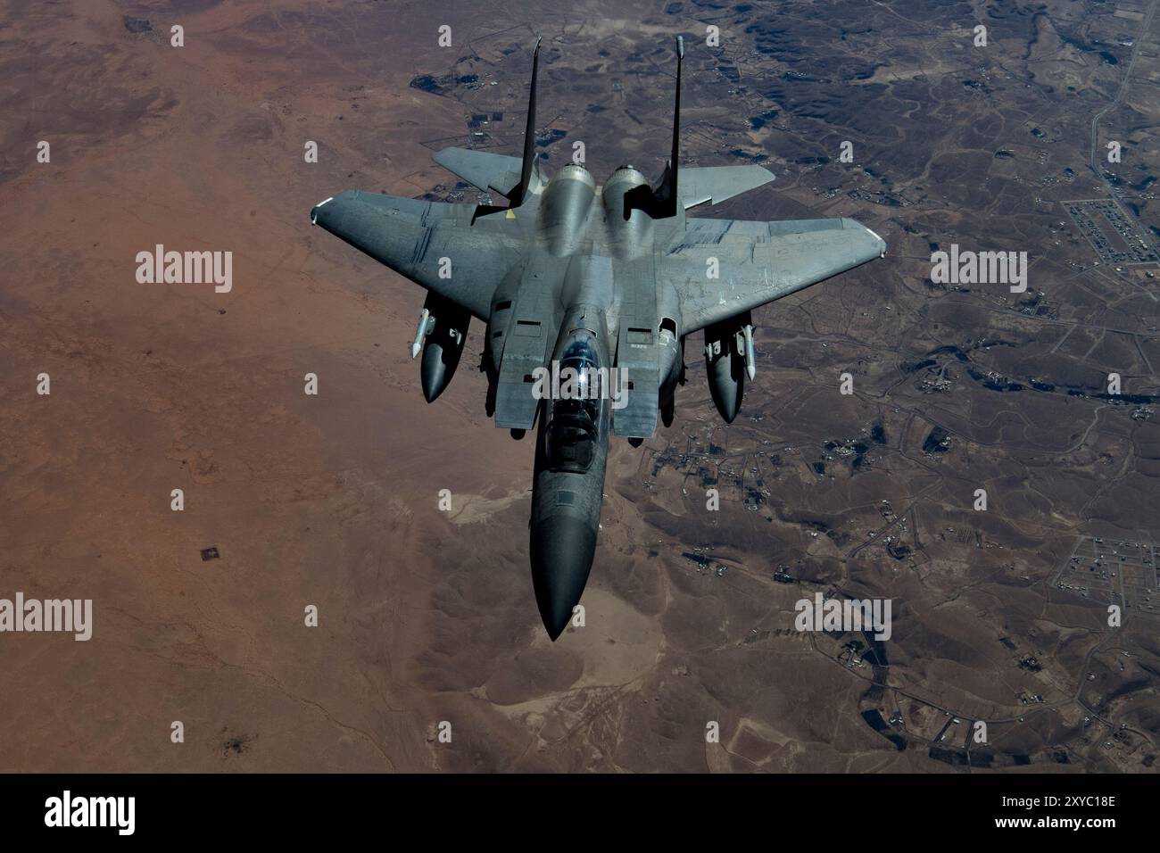 A U.S. Air Force F-15E Strike Eagle assigned to the 494th Expeditionary ...