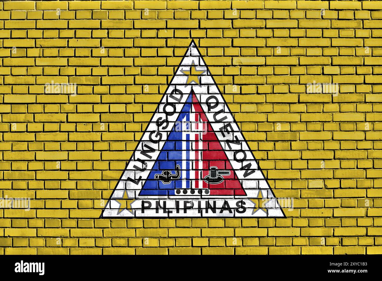 Flag of Quezon City painted on brick wall Stock Photo - Alamy