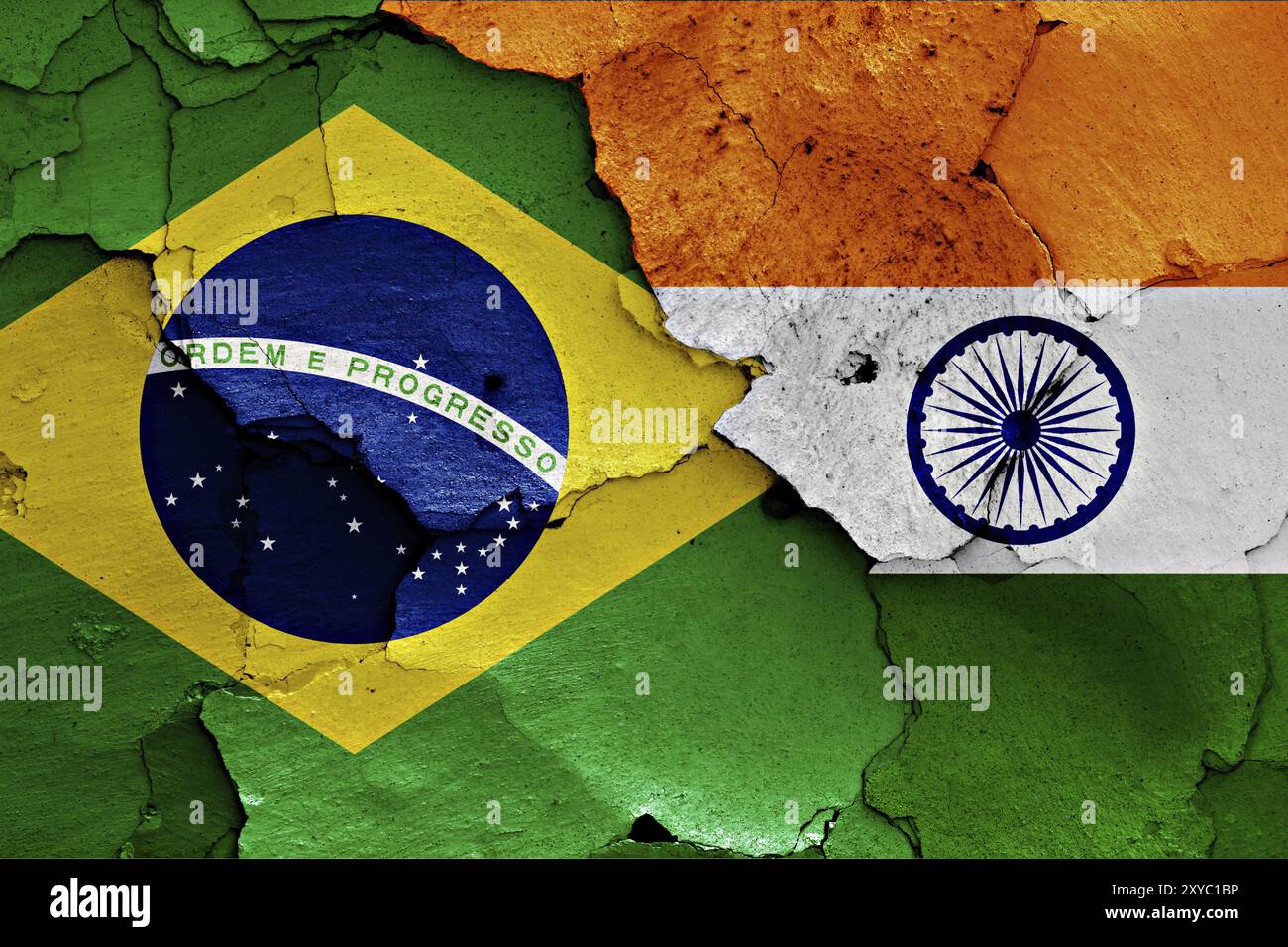Flags brazil india painted on hi-res stock photography and images - Alamy