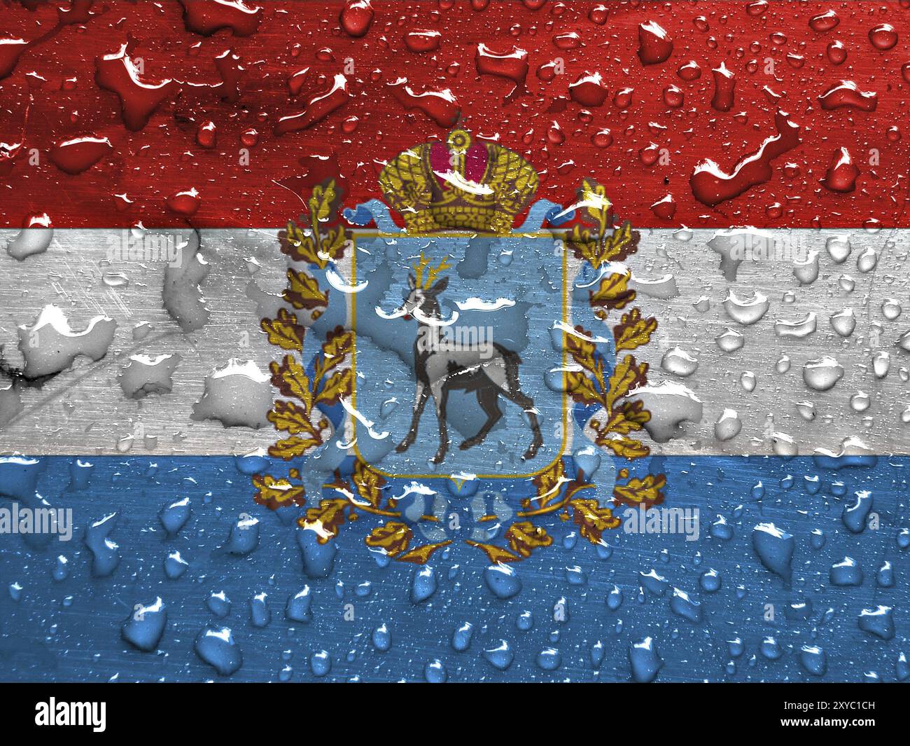 Flag of Samara Oblast with rain drops Stock Photo - Alamy