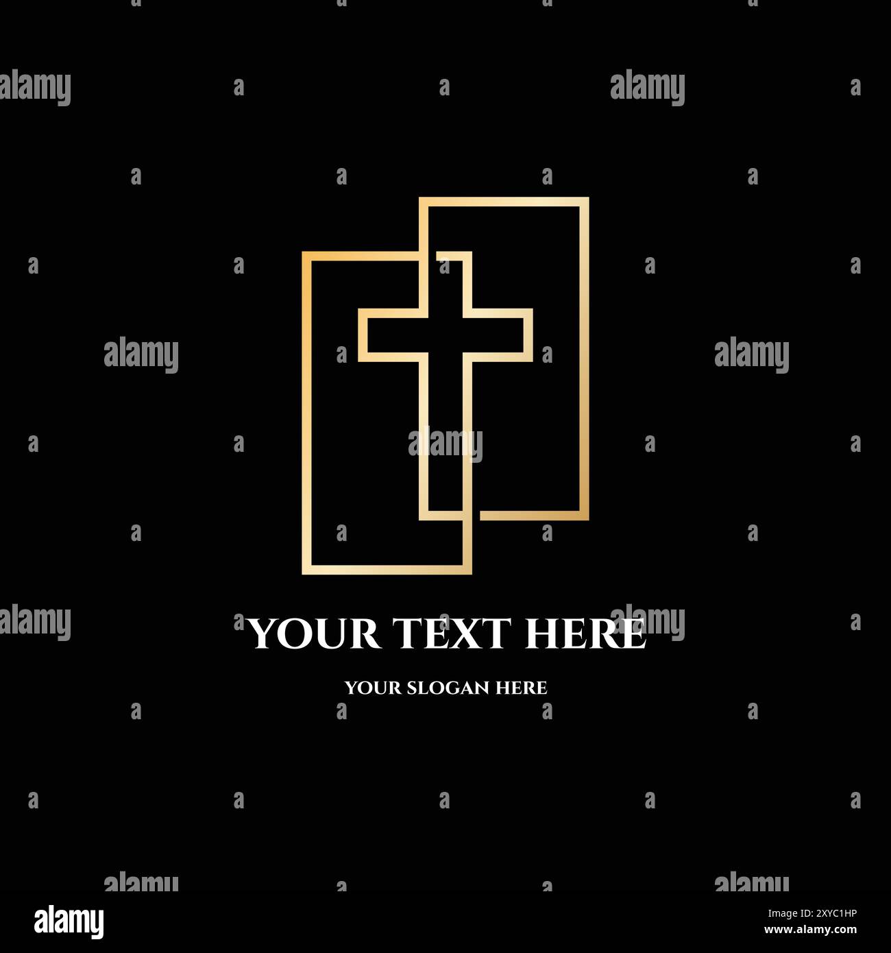 Geometric Golden Jesus Christian Cross Line Icon Symbol Illustration ...