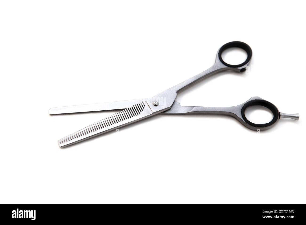 Special effileer scissors for hairstyling on white background Stock ...
