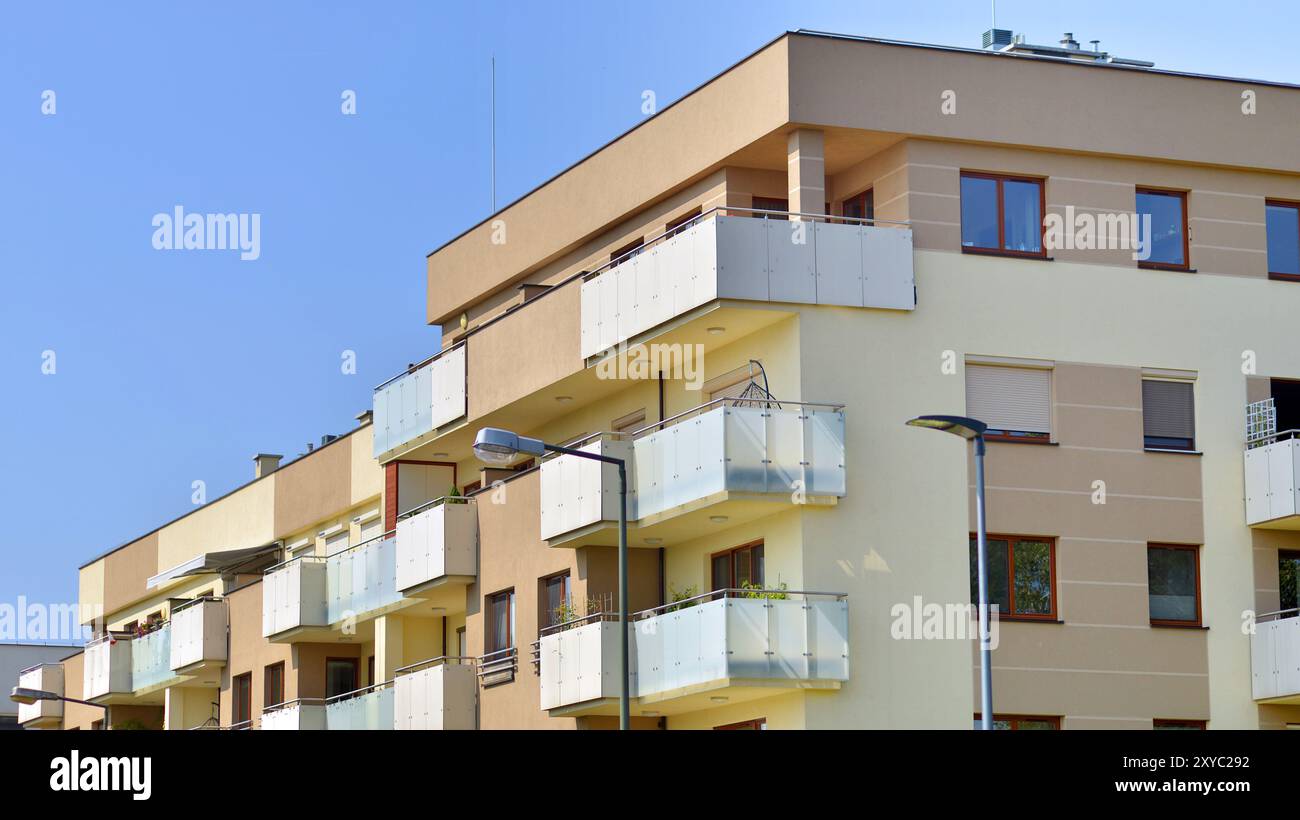 Low angle view apartment building from the beginning of the 21st ...