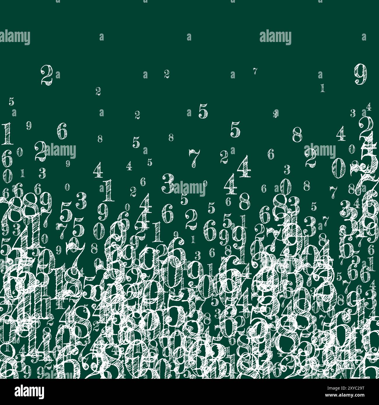 School math notebook cover. White chalk numbers floating in the air ...