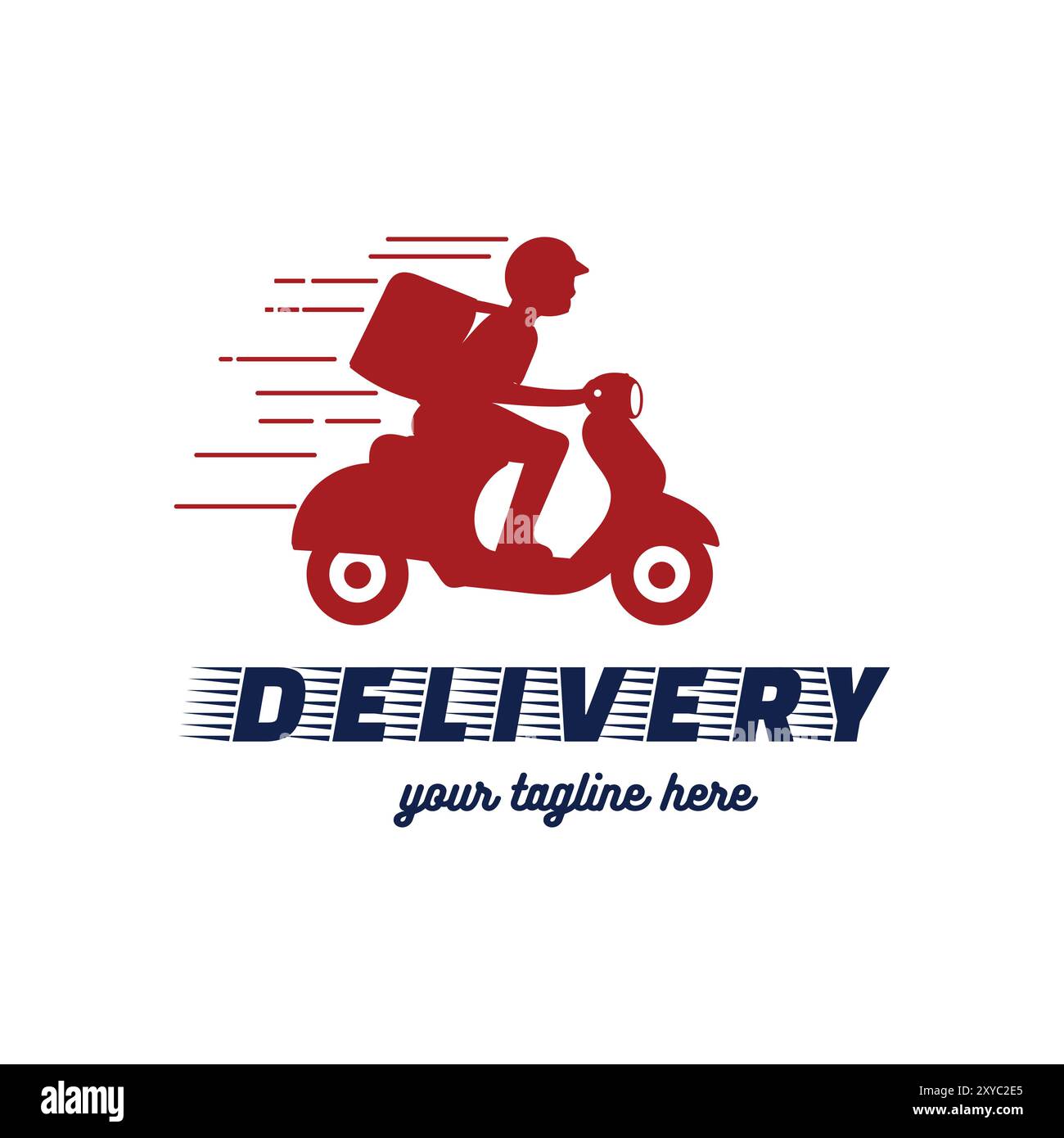 Courier Man with Quick Fast Motorcycle Scooter for Delivery Order Service Logo Icon Illustration ...