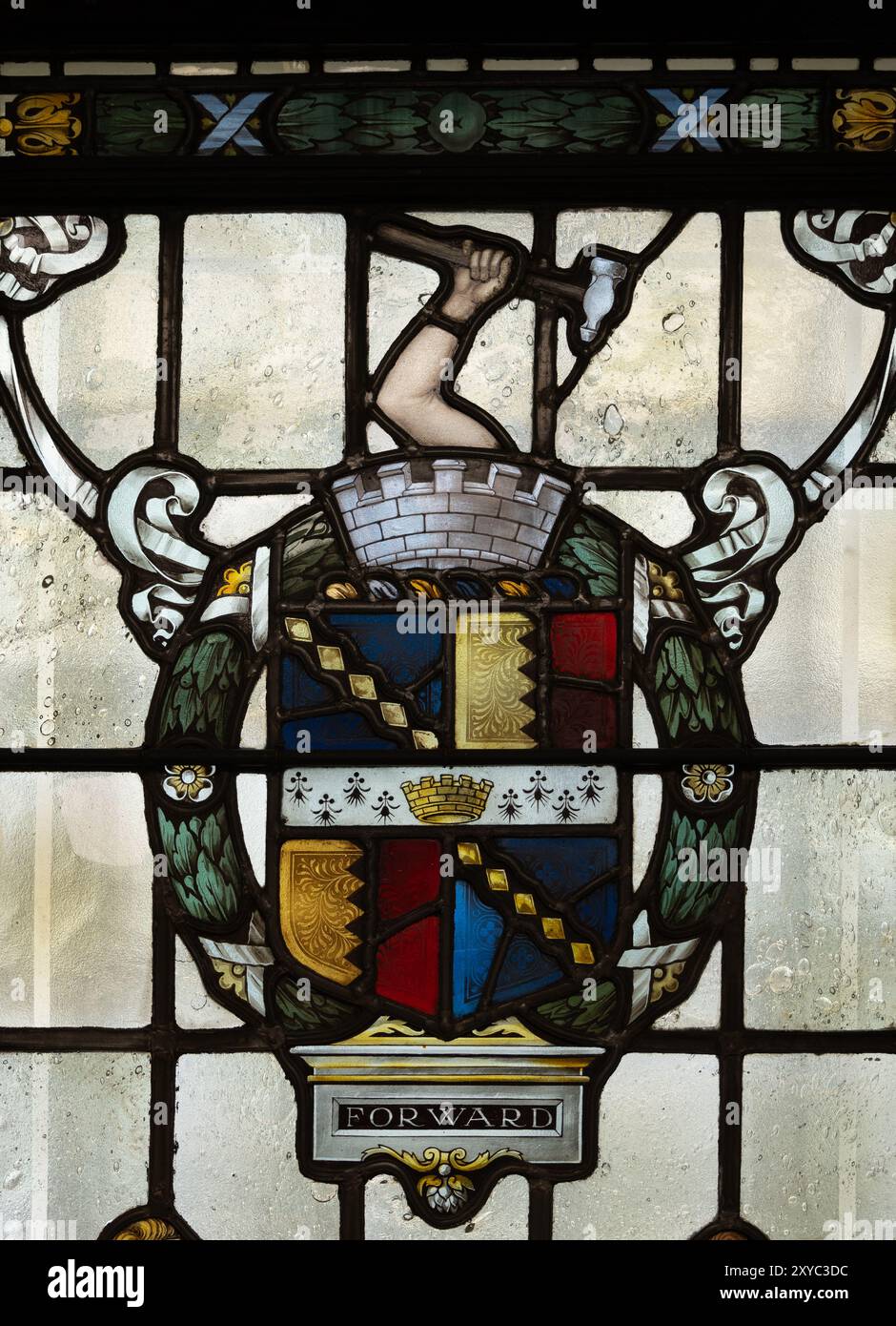 Birmingham coat of arms stained glass, The Exchange, Centenary Square ...