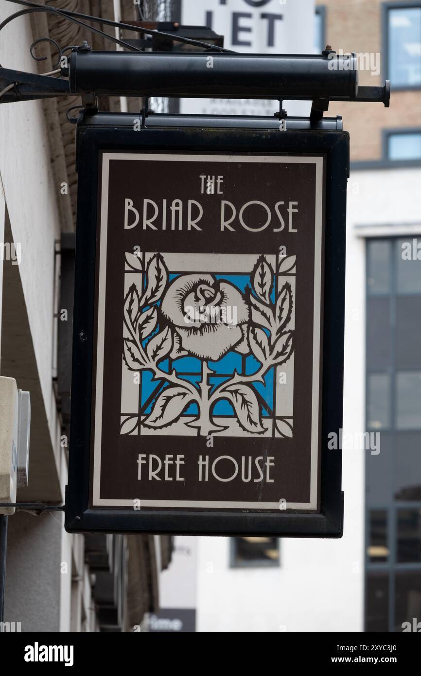 The Briar Rose pub sign, Bennetts Hill, Birmingham city centre, UK ...