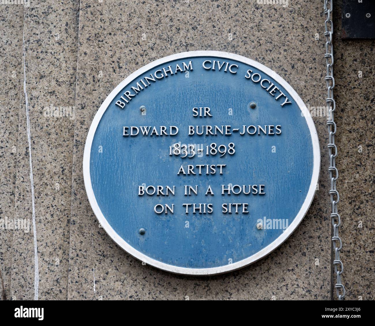 Sir Edward Burne-Jones blue plaque, Bennetts Hill, Birmingham, UK Stock ...