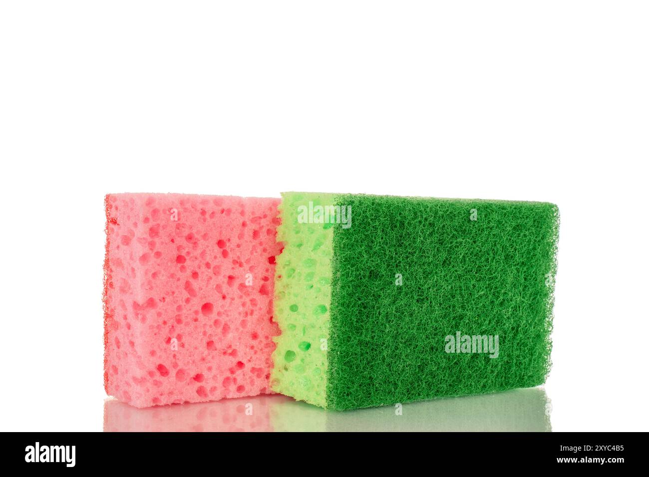 Two kitchen sponges, macro, isolated on white background Stock Photo ...