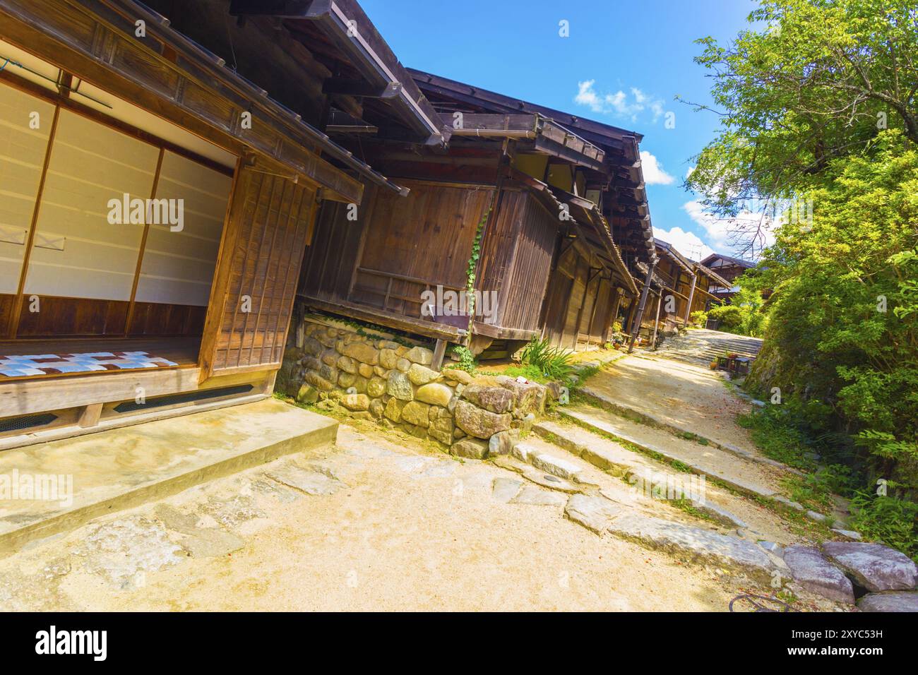 Historic Nakasendo route passes through traditional dirt road at rural ...