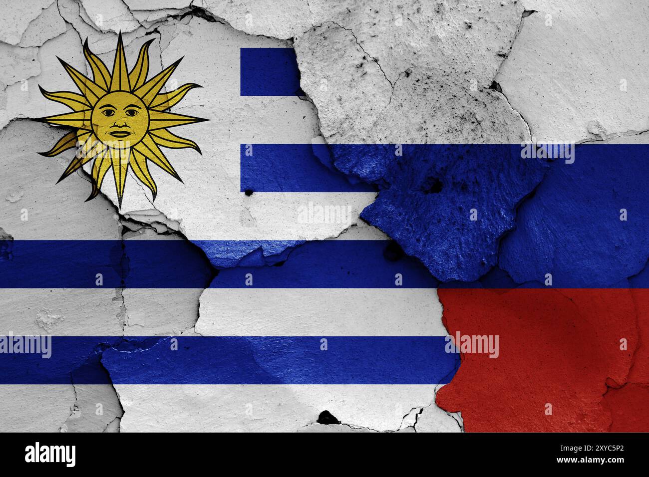 Flags of Uruguay and Russia Stock Photo - Alamy