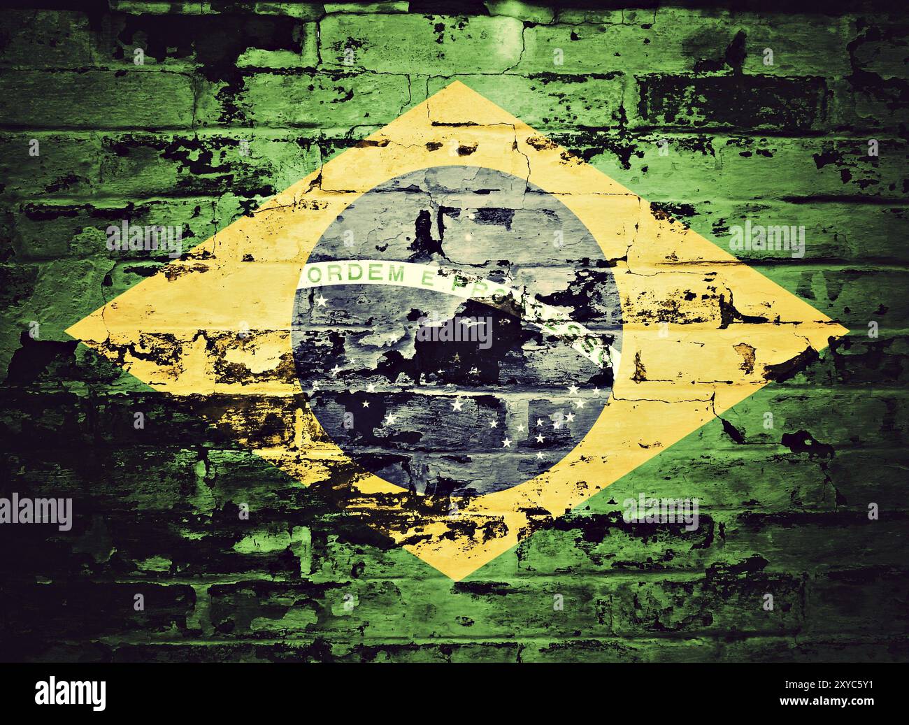 Flag of Brazil painted on brick wall Stock Photo - Alamy