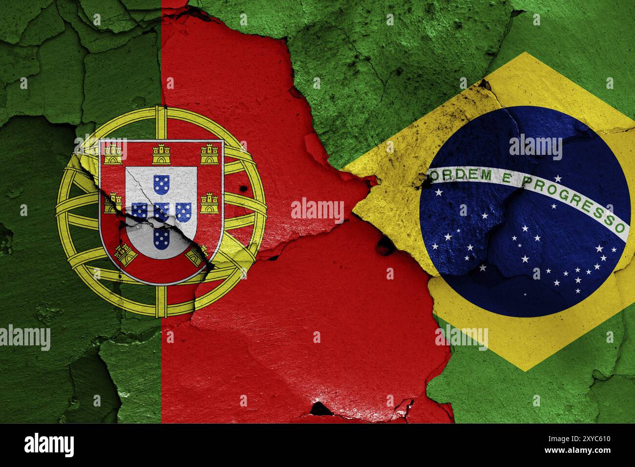 Flags of Portugal and Brazil Stock Photo - Alamy
