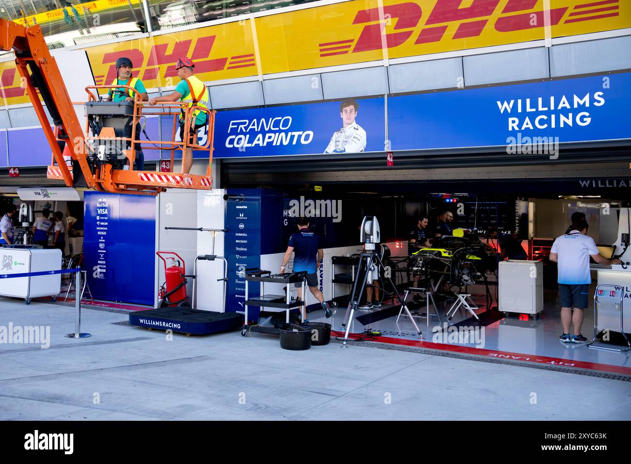 MONZA - Signs with the name of the new Williams driver Franco Colapinto ...