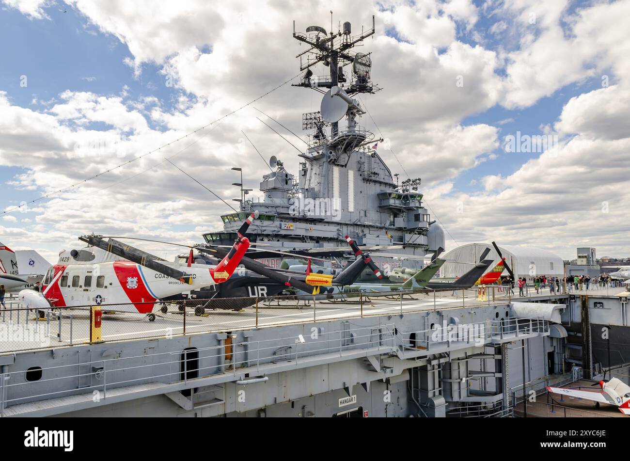 On the deck of the Intrepid Sea-Air-Space Museum, lots of different ...