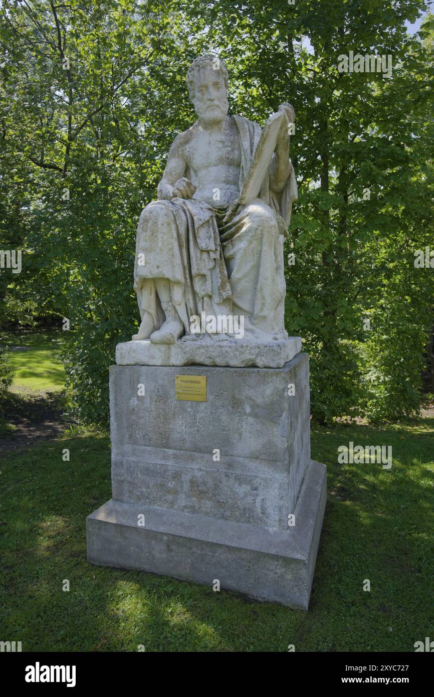 Sculpture of a Greek scholar, park, Kelheim limestone, natural stone ...