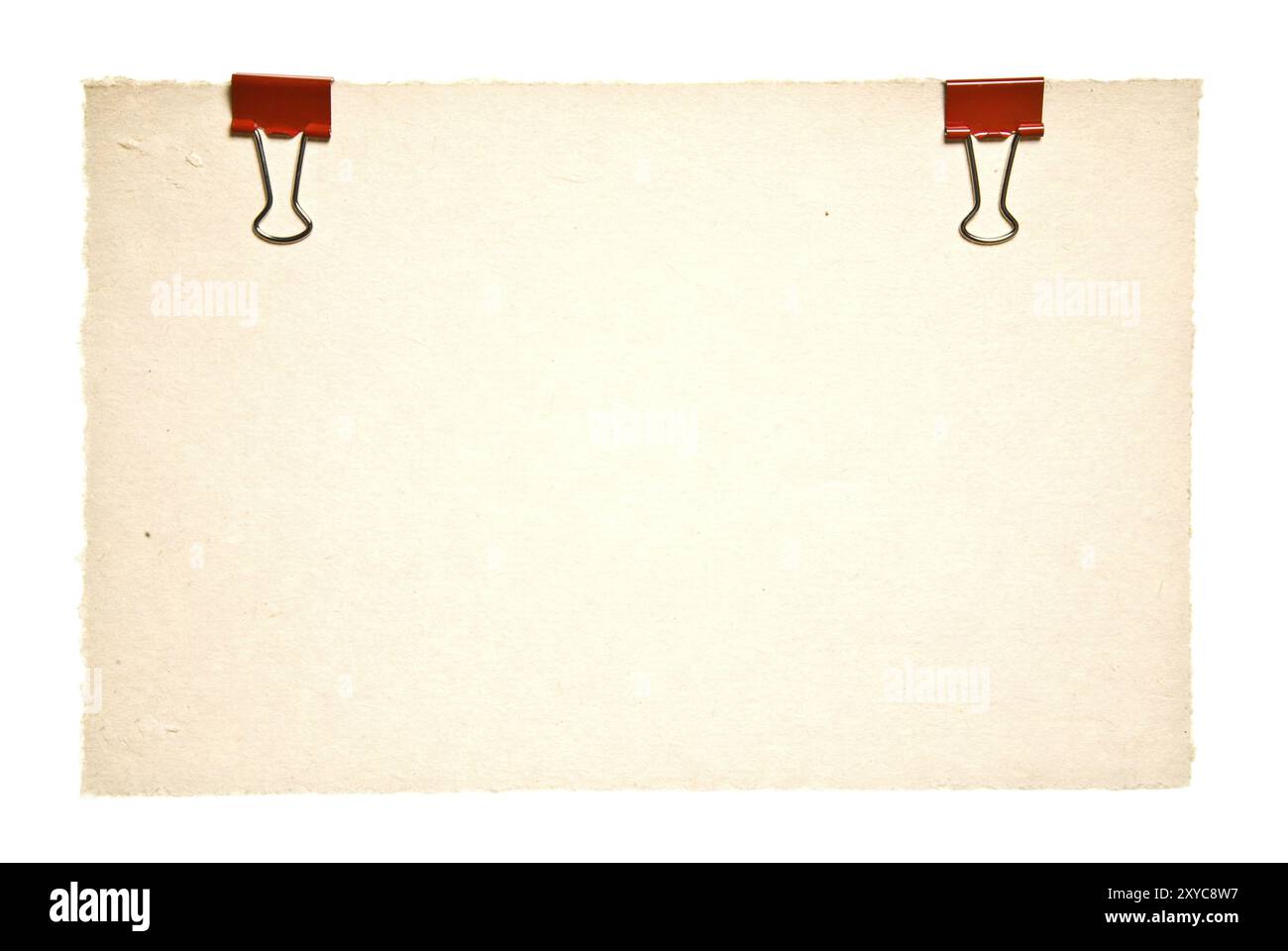 Old Paper With Red Clips Isolated On White background. Ready for your ...