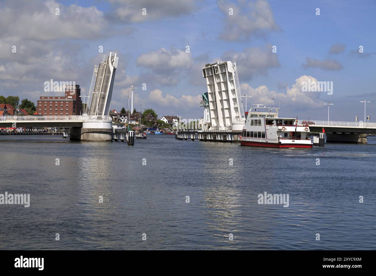 Kappeln with open bascule bridge Stock Photo - Alamy