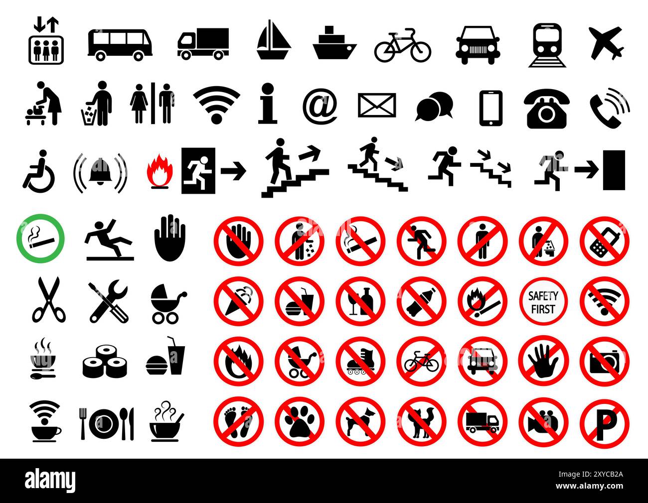 Public icon set and set of prohibition signs Stock Vector Image & Art ...
