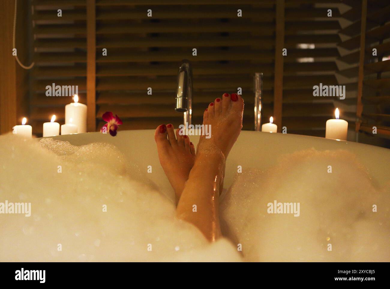 Young woman feet bath hi-res stock photography and images - Alamy