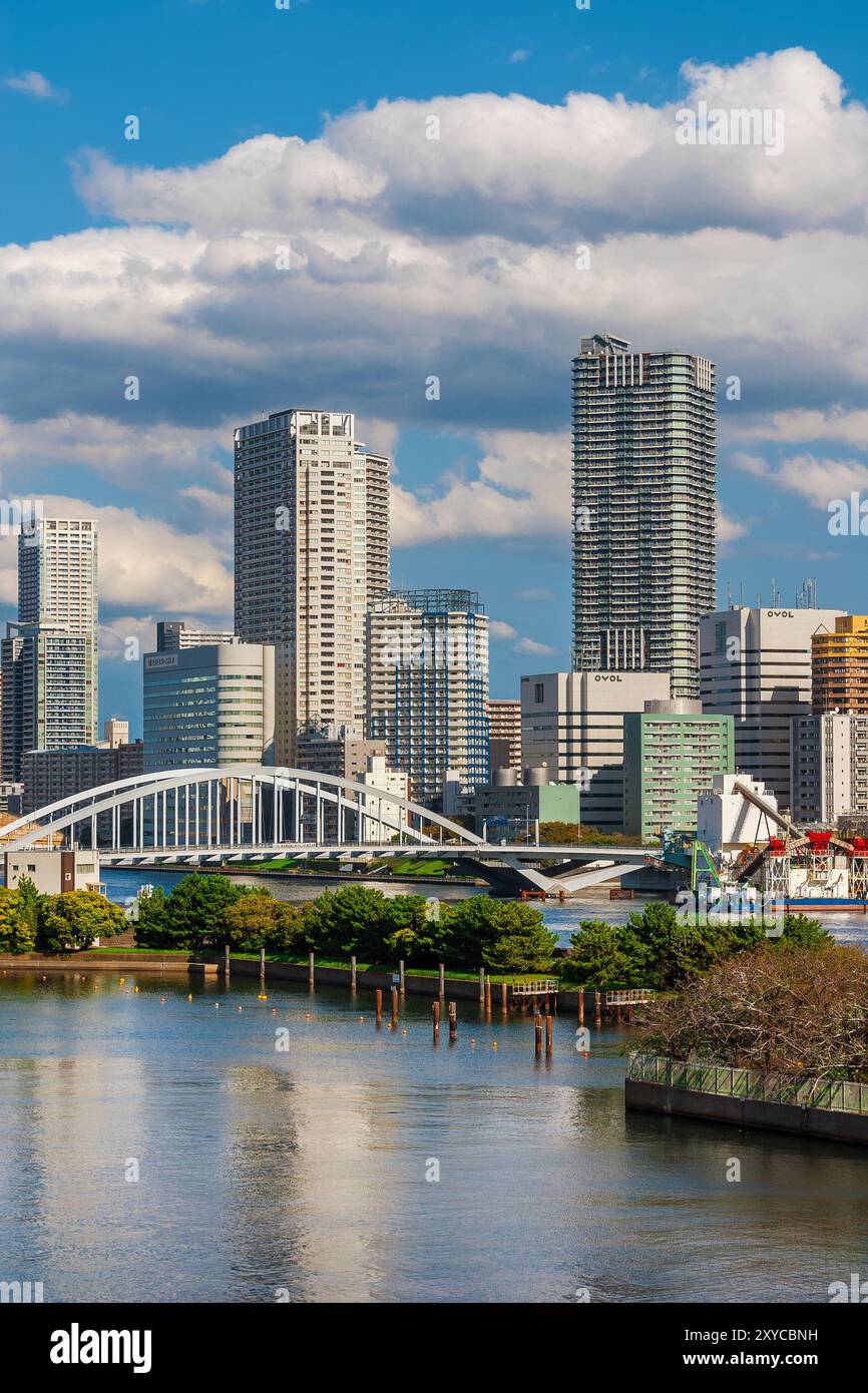 Kachidoki modern buildings in Tokyo Bay Area with Tsukiji Bridge from ...