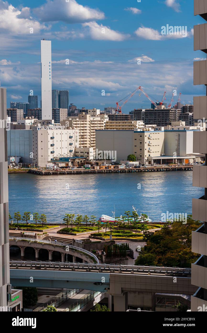 Harumi modern buildings in Tokyo Bay Area from Takeshiba Port city ...