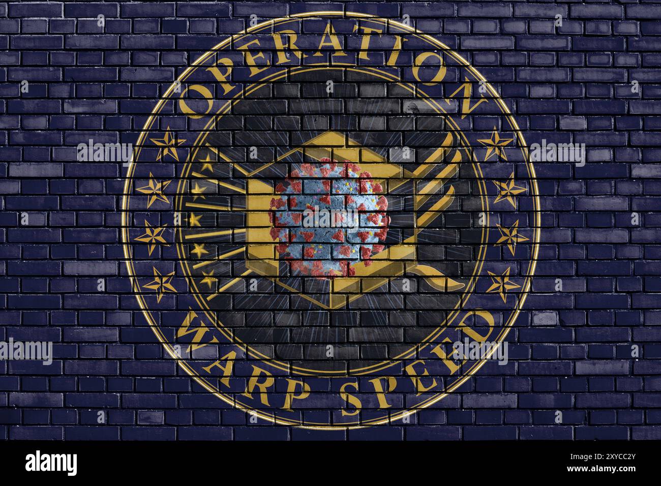 Flag of Operation Warp Speed painted on brick wall Stock Photo - Alamy