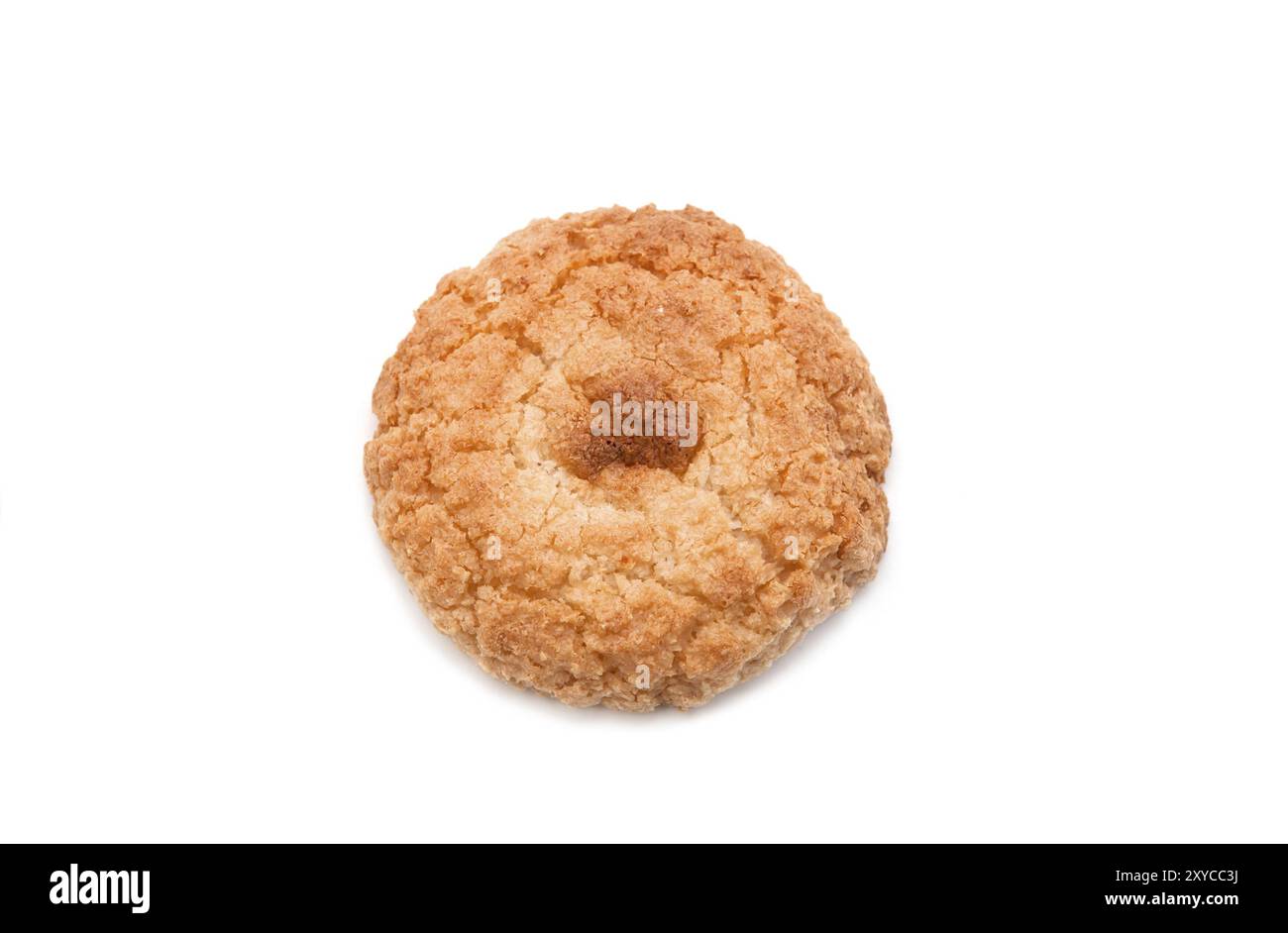 One coconut cookie over white background Stock Photo - Alamy