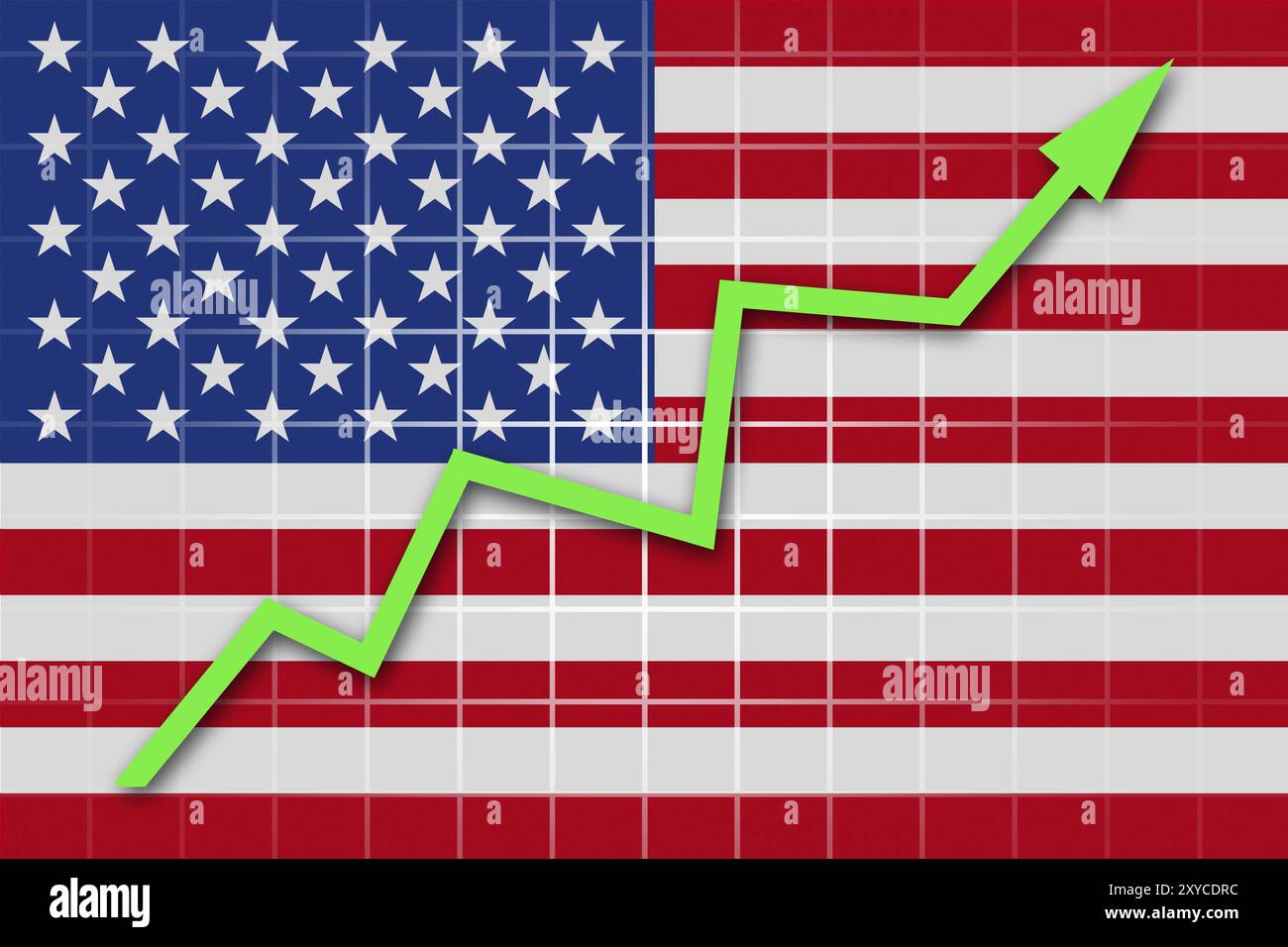 The USA flag and arrow graph going up Stock Photo - Alamy