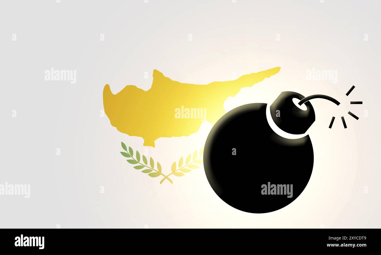 The Cypriot flag and bomb illustration. Closeup Stock Photo - Alamy