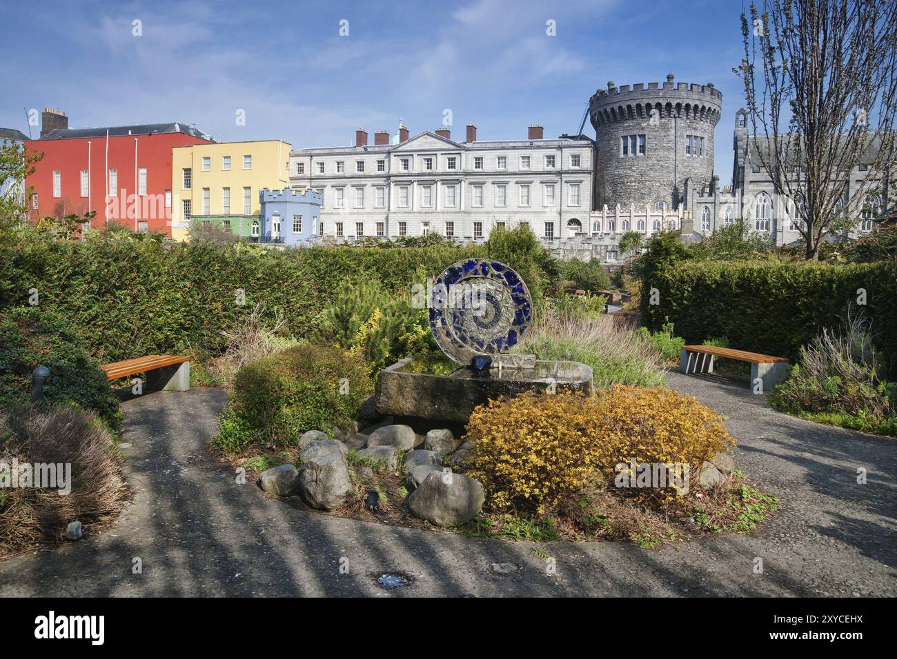 Dublin Castle from Dubh Linn Gardens in Dublin, Ireland, Europe Stock ...