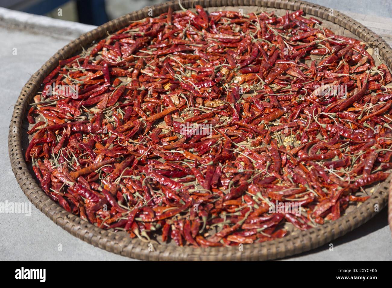 Chili peppers drying in sun hi-res stock photography and images - Alamy