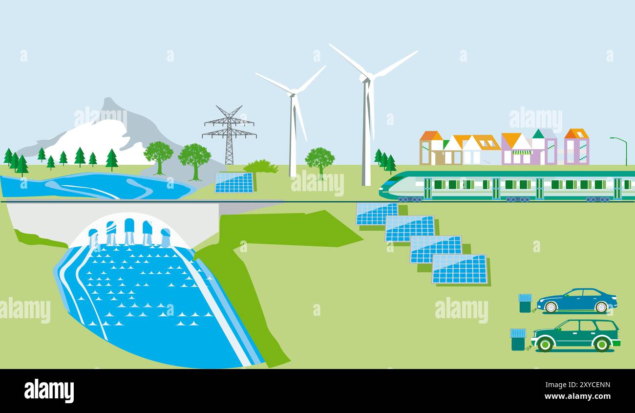 Environmental protection and energy industry, illustration Stock Photo ...