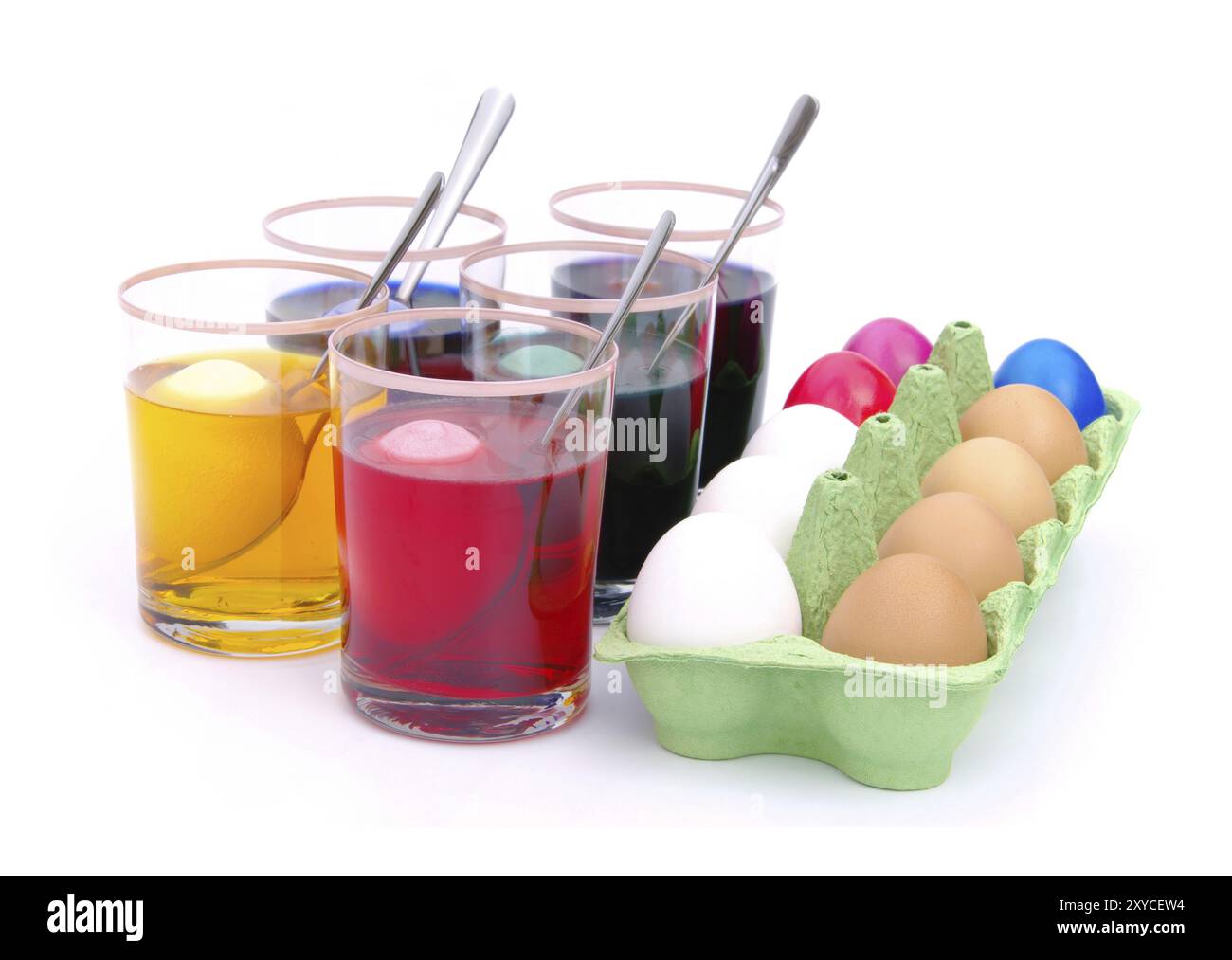 Easter egg dyeing, easter eggs colour Stock Photo - Alamy