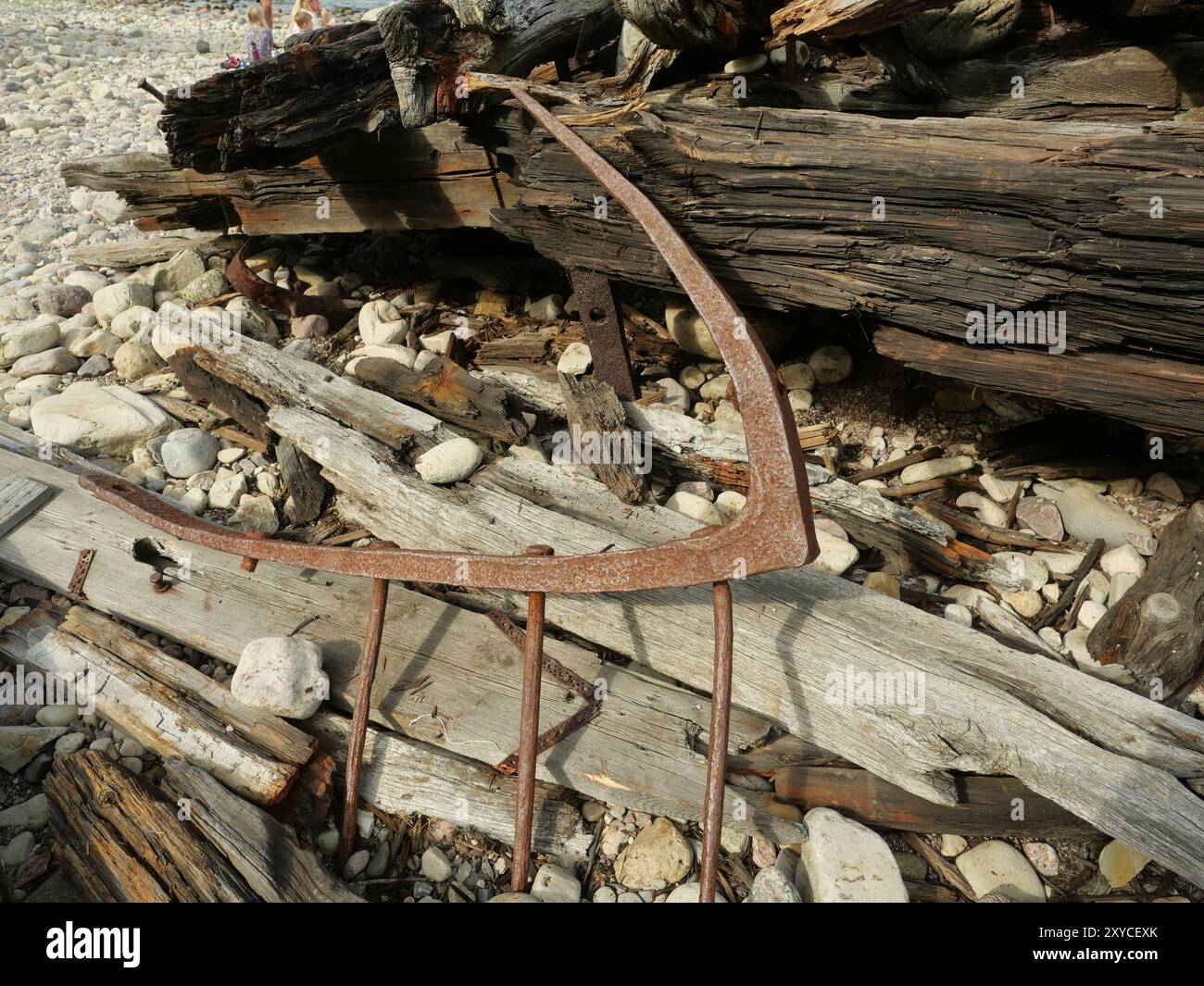 The wooden wreck of the Swiks, stranded in 1926 at Trollskagen, Öland ...