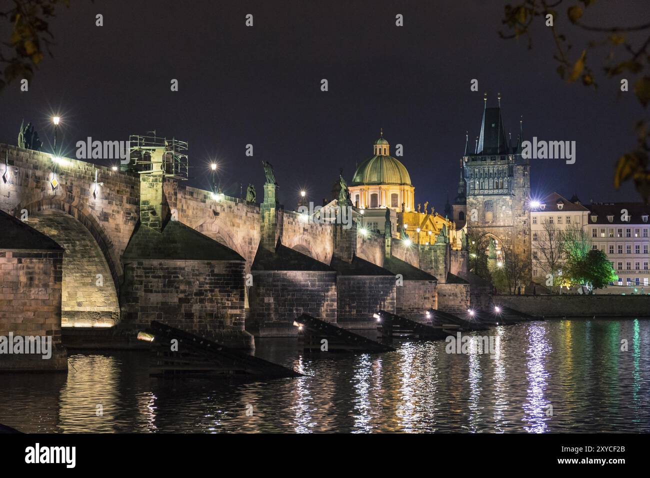 Prague's Charles bridge at night Stock Photo - Alamy