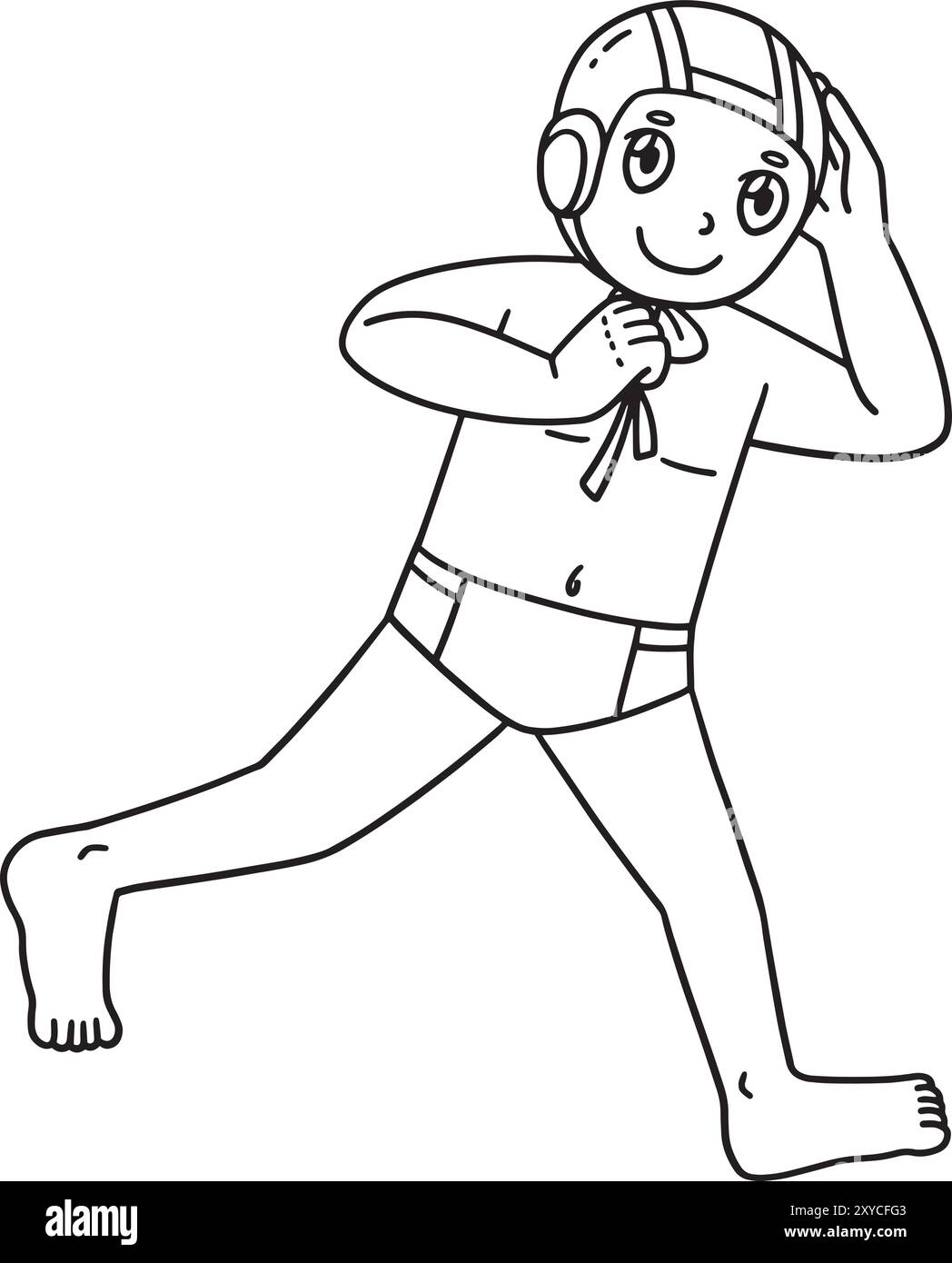 Water Polo Player Securing Cap Isolated Coloring Stock Vector Image ...