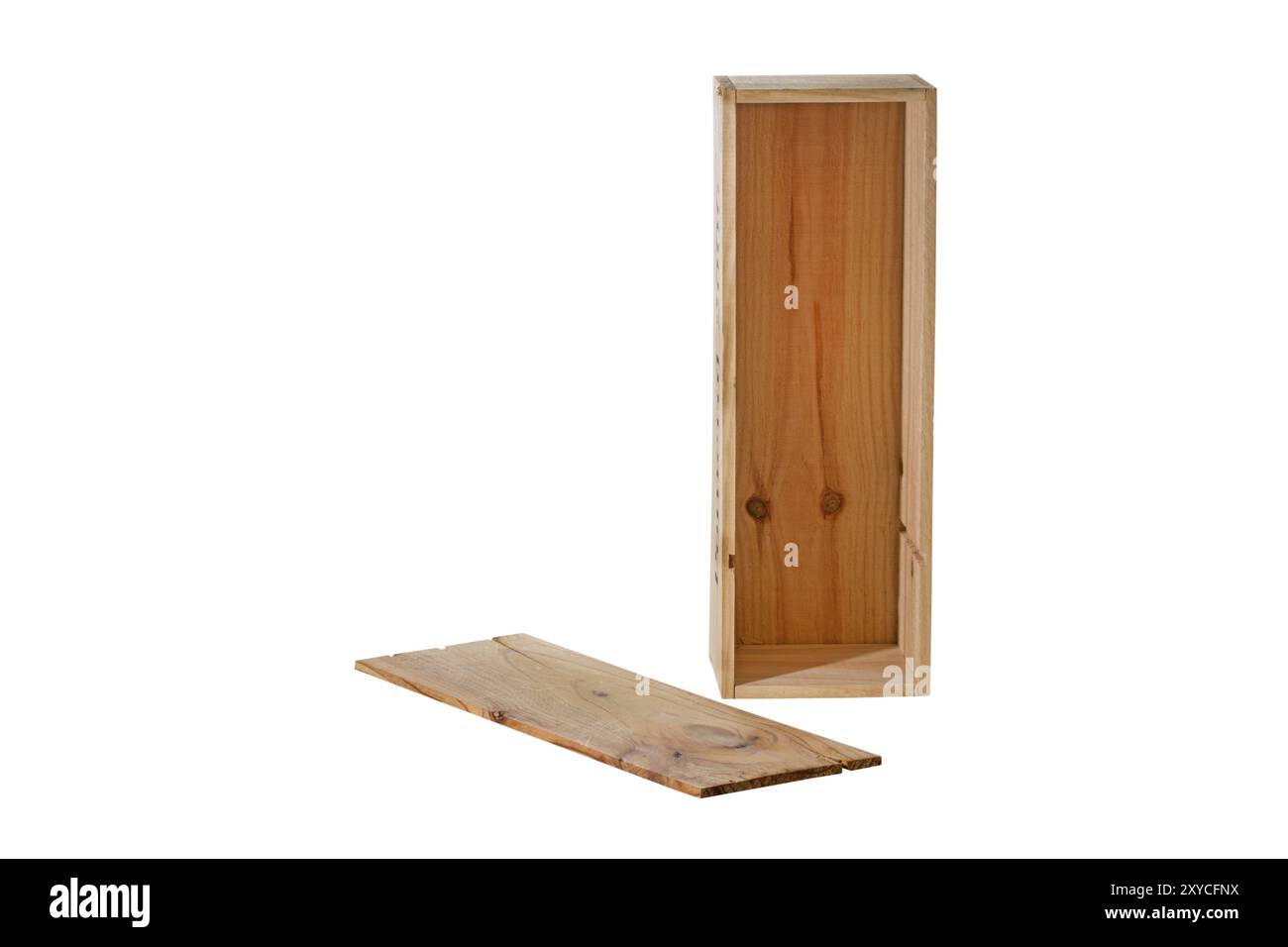 Small wooden box, open, on white background Stock Photo - Alamy