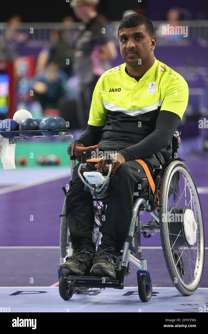 Paris, France. 29th Aug, 2024. Belgian Francis Rombouts reacts after a ...